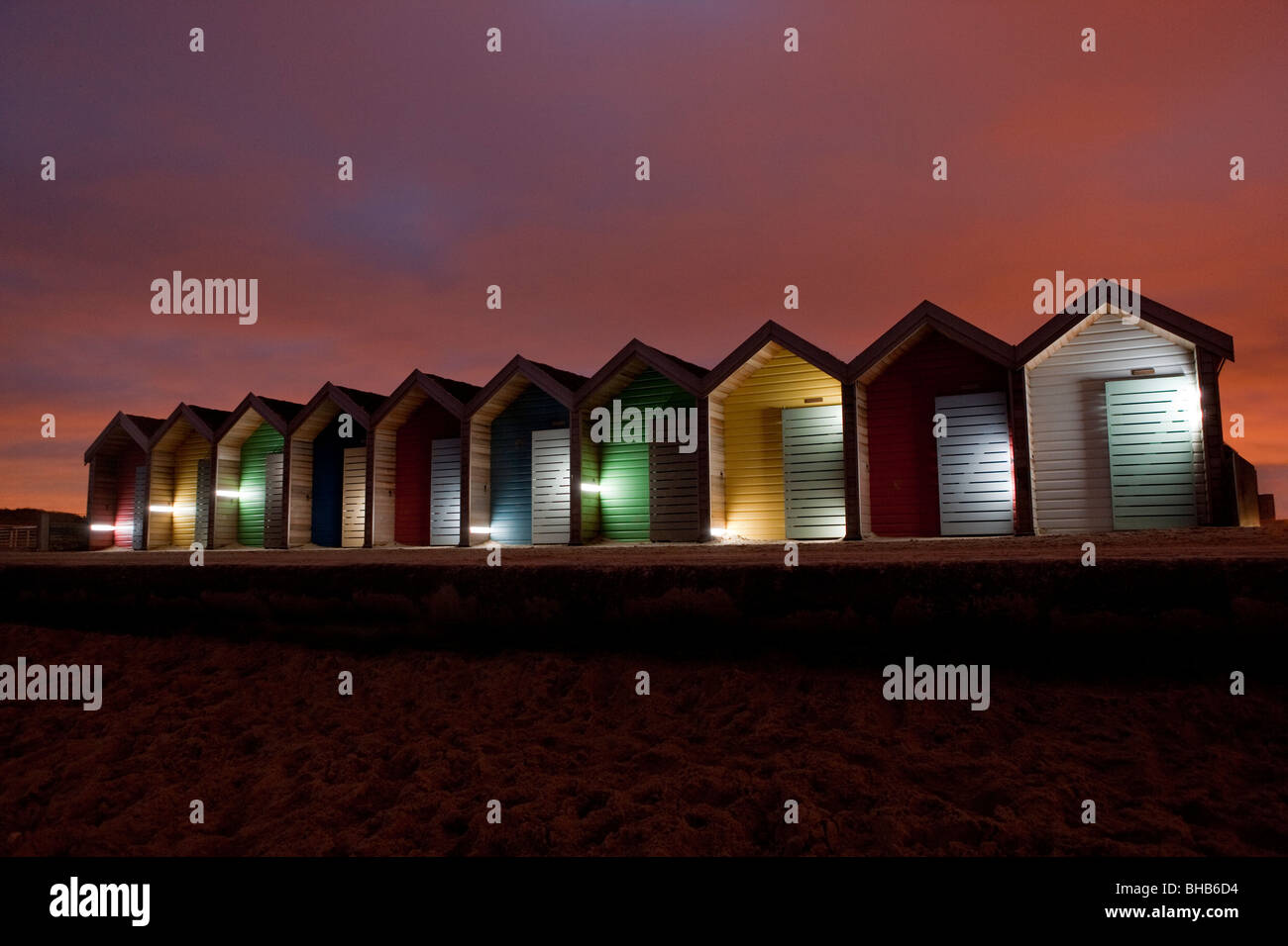 Beach Huts, Blyth Beach, Northumberland. United Kingdom. UK Stock Photo ...