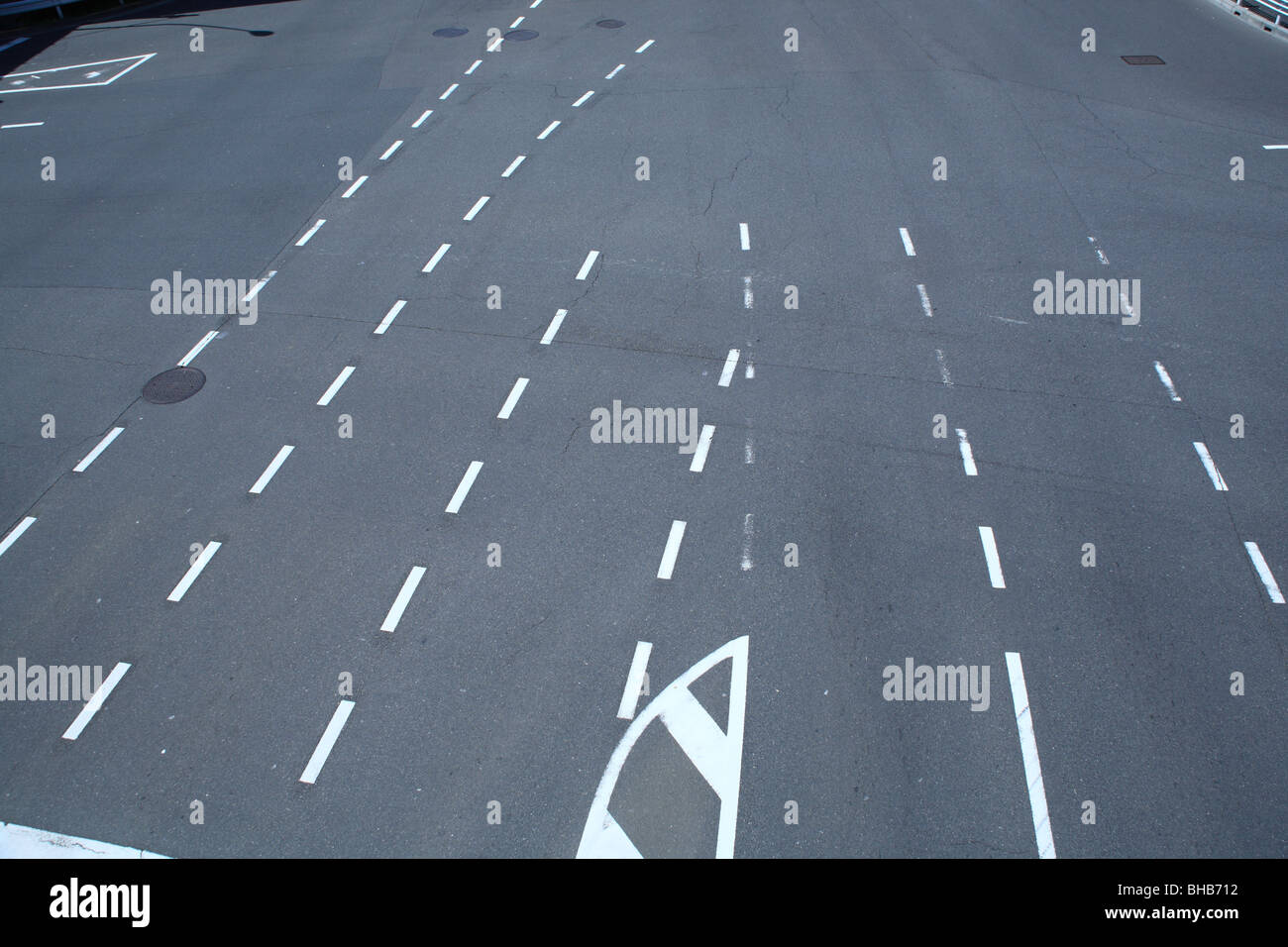 Japan, Tokyo Prefecture, Shinjuku Ward, Road marking, elevated view ...