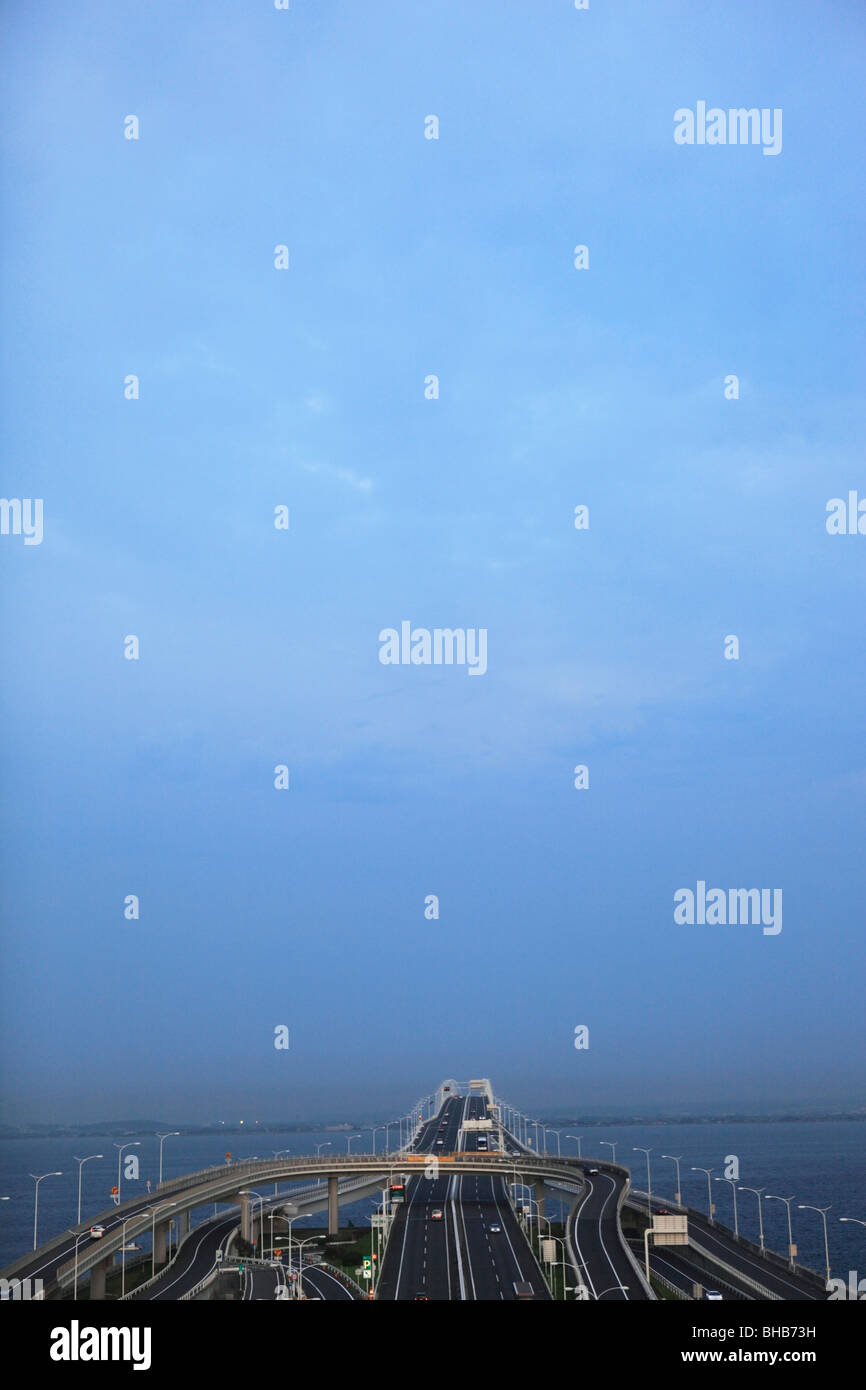 Japan, Tokyo Prefecture, Umihotaru, Tokyo Bay Aqua-Line, aerial view ...