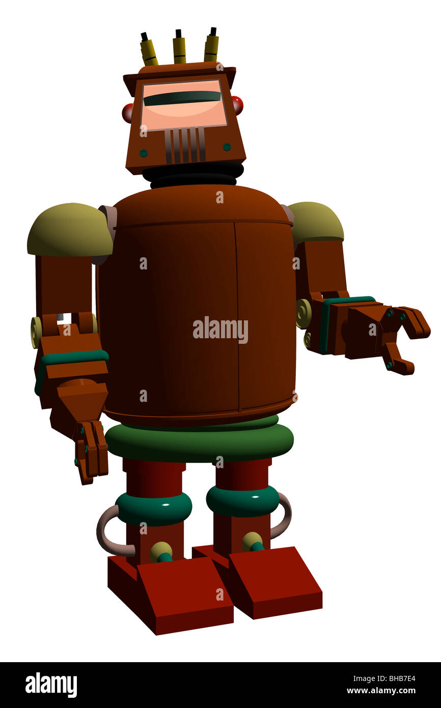 Robot standing against white background Stock Photo - Alamy
