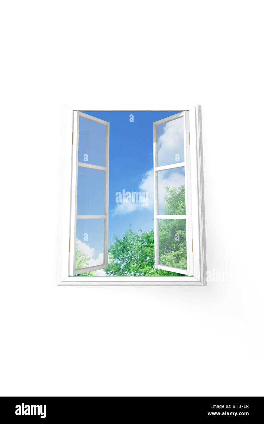 View of tree through window Stock Photo - Alamy