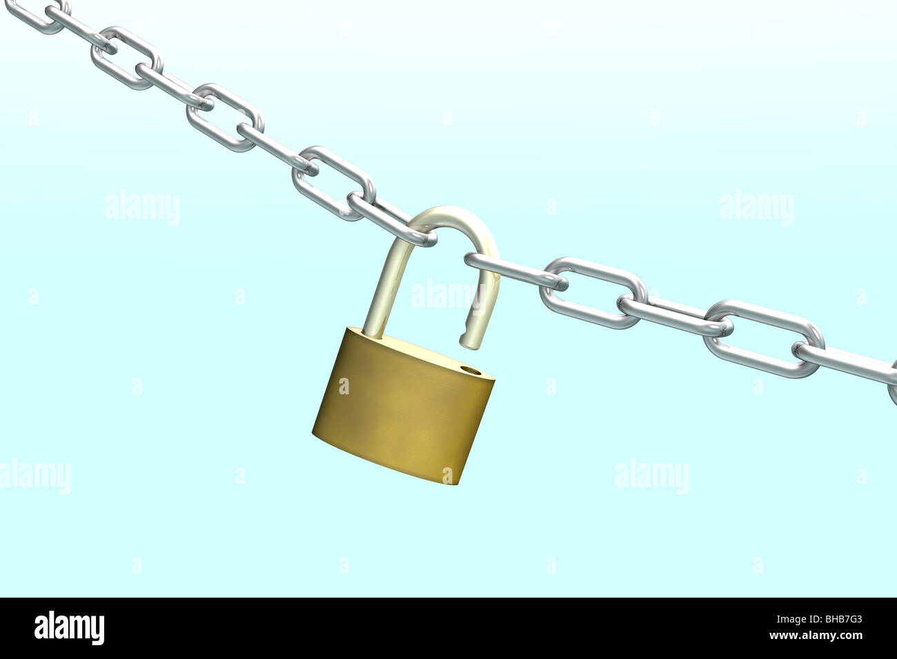 Link chain with lock against blue background, close-up Stock Photo - Alamy