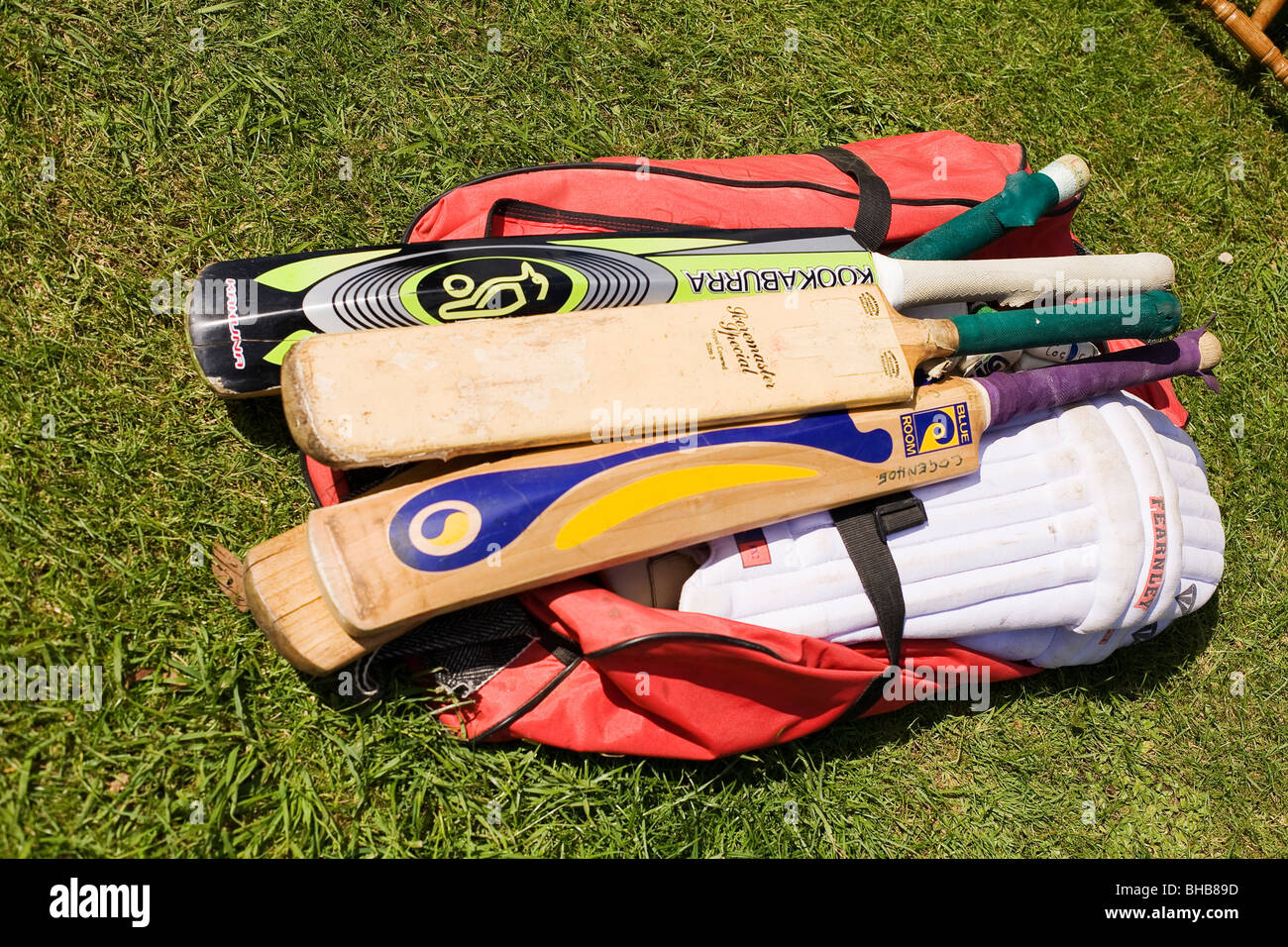 cricket paraphernalia in a field Stock Photo - Alamy