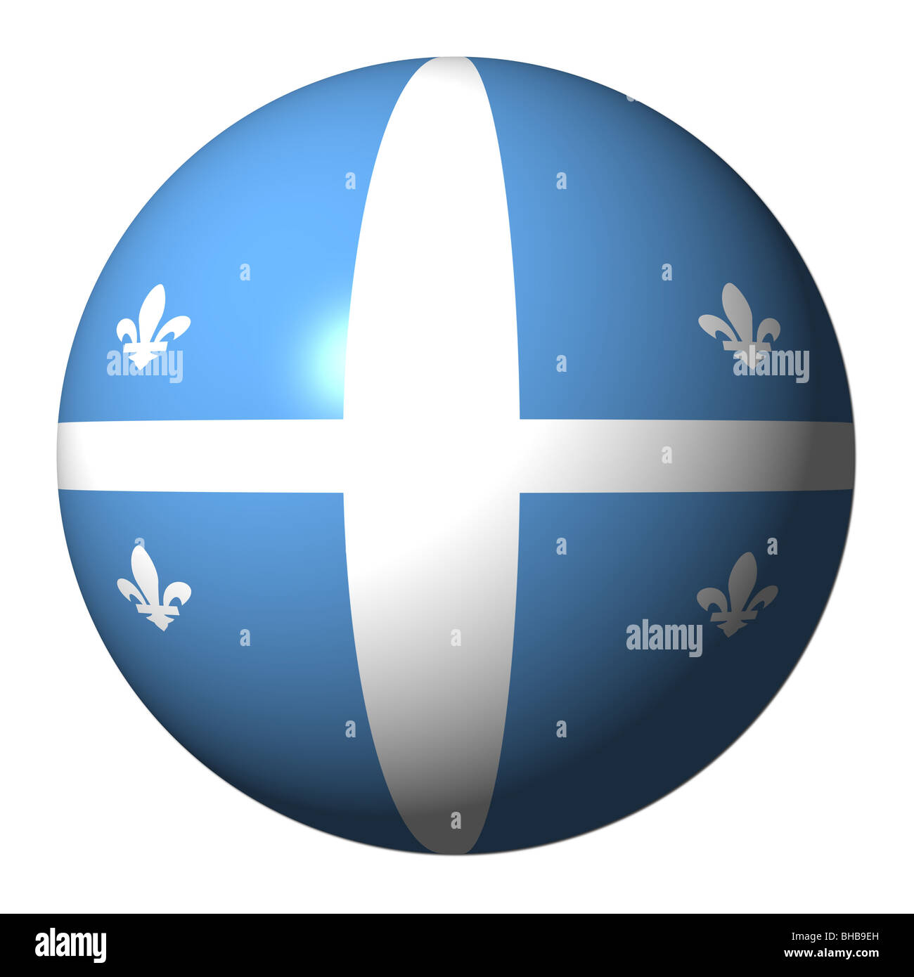 Quebec flag sphere isolated on white illustration Stock Photo - Alamy