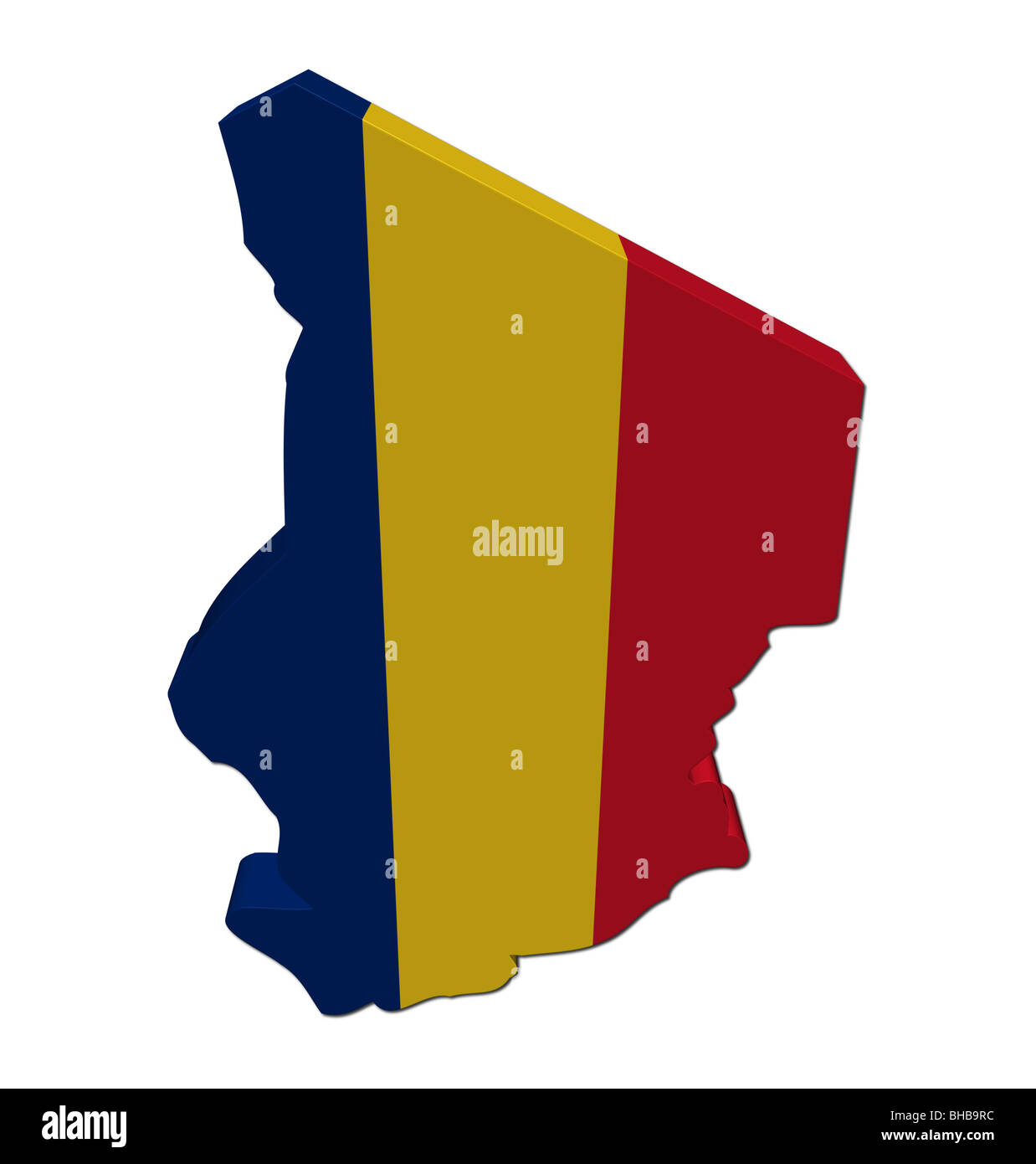 Chad map flag 3d render on white illustration Stock Photo - Alamy