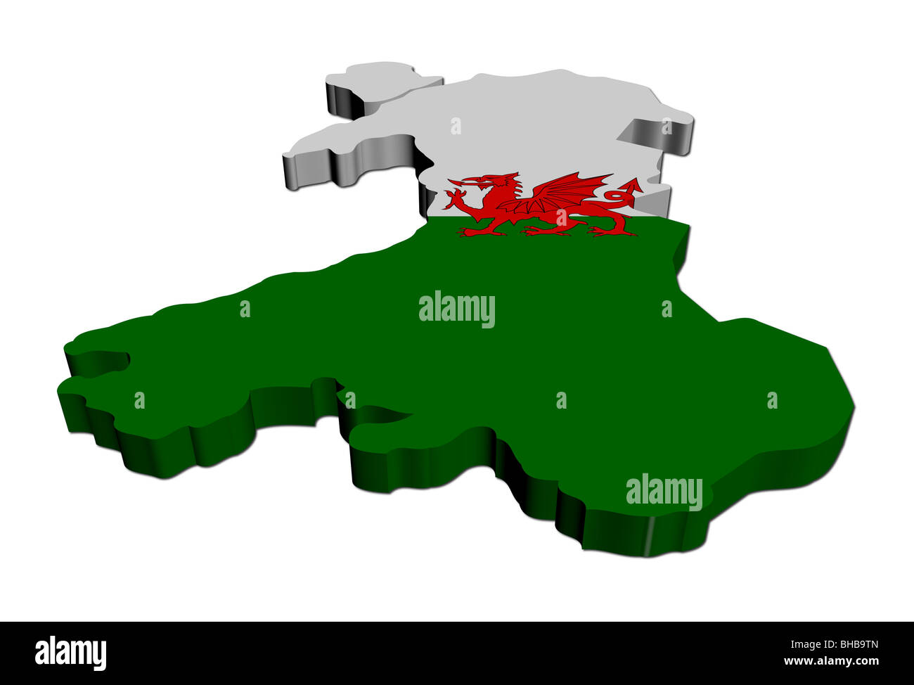 Wales map flag 3d render on white illustration Stock Photo - Alamy