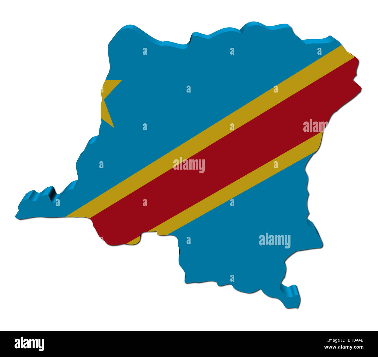 Democratic republic of Congo map flag 3d render on white illustration ...