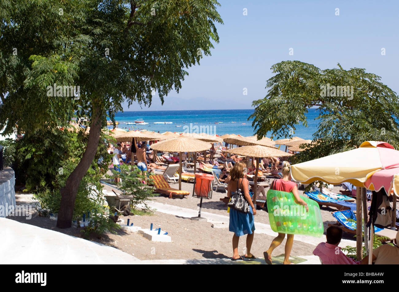 the beach at Rhodes Town,Rhodes,Greece in August Stock Photo - Alamy