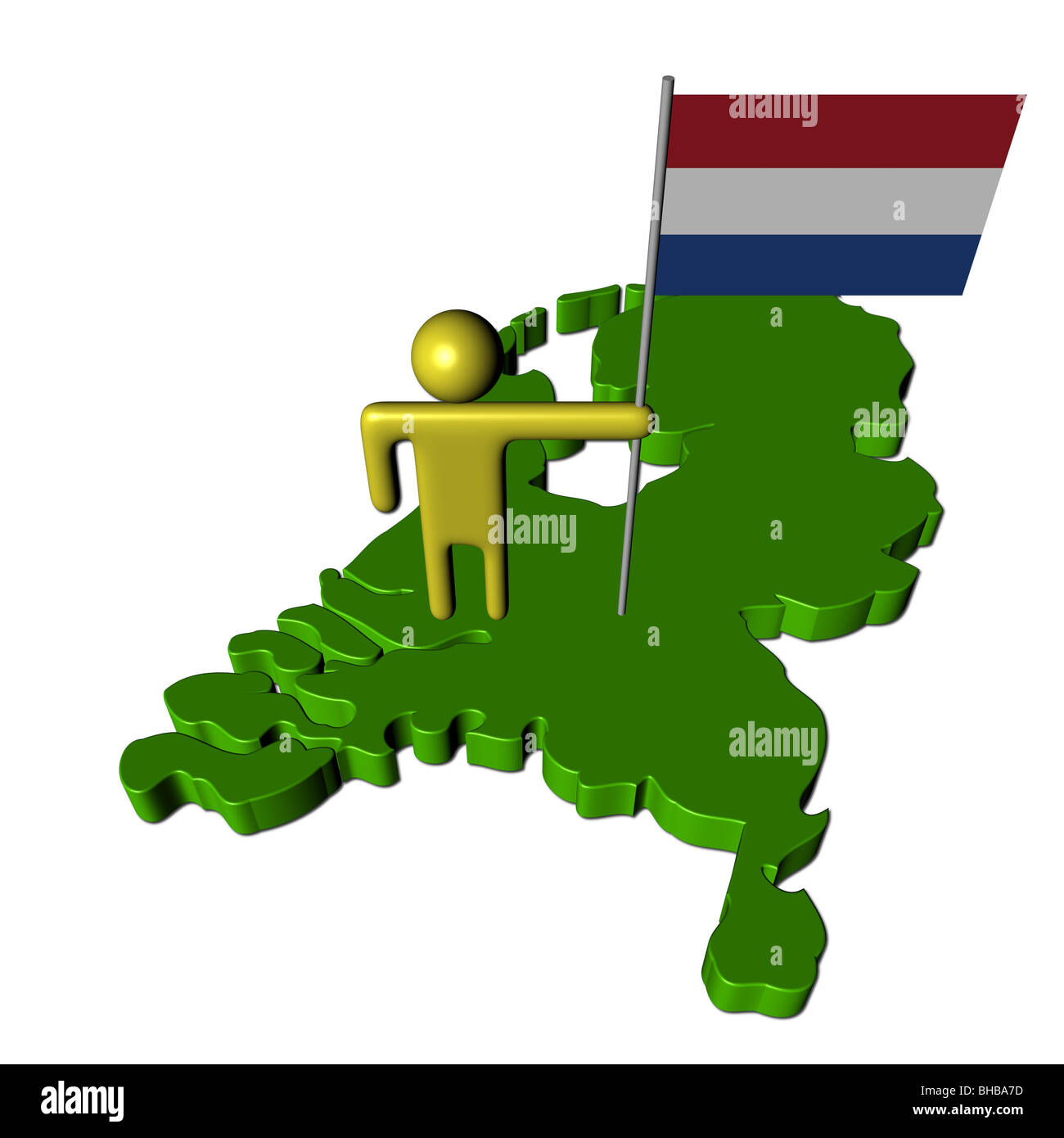 abstract person with Dutch flag on map illustration Stock Photo - Alamy