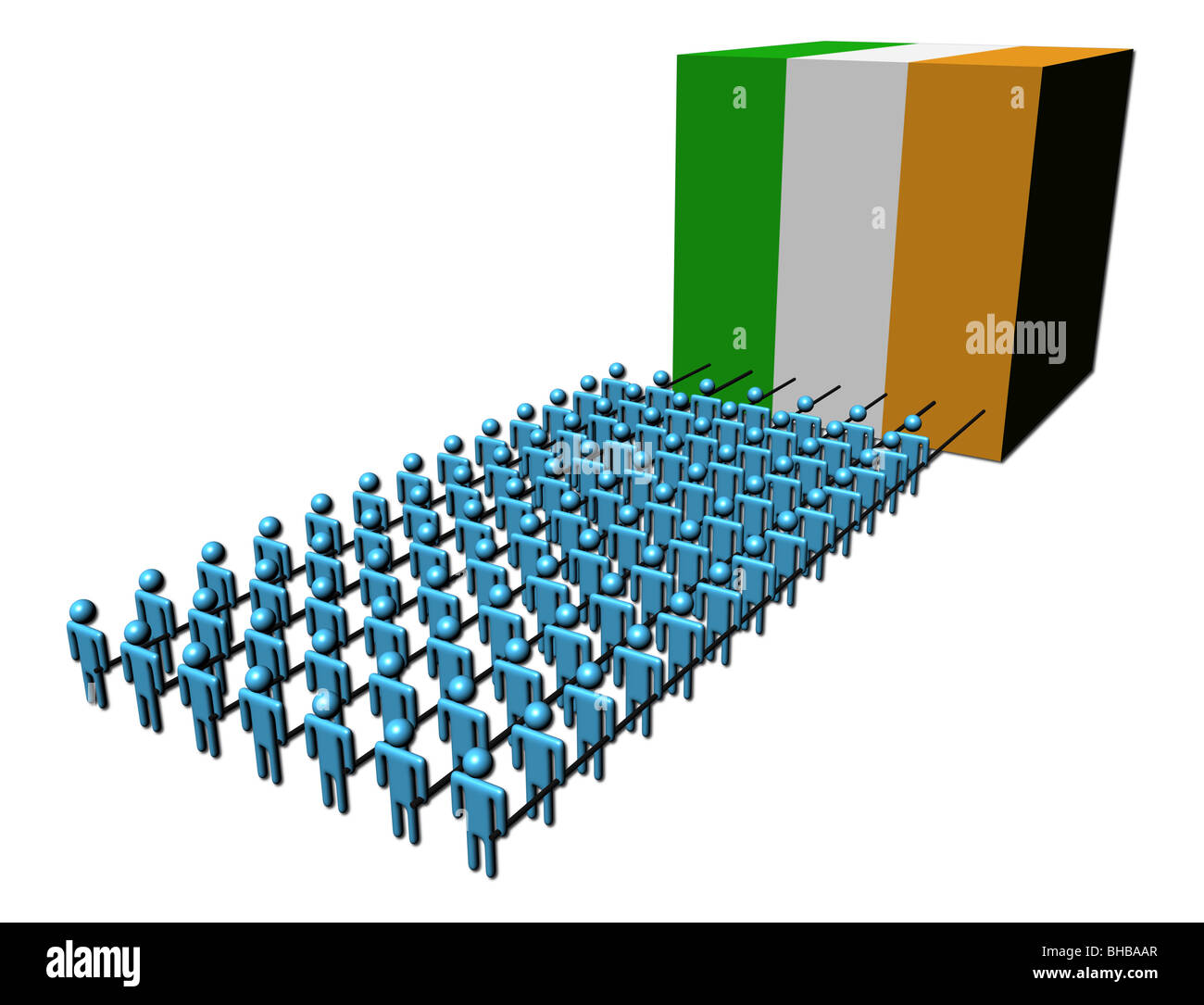teamwork abstract people pulling Ireland flag cube illustration Stock ...