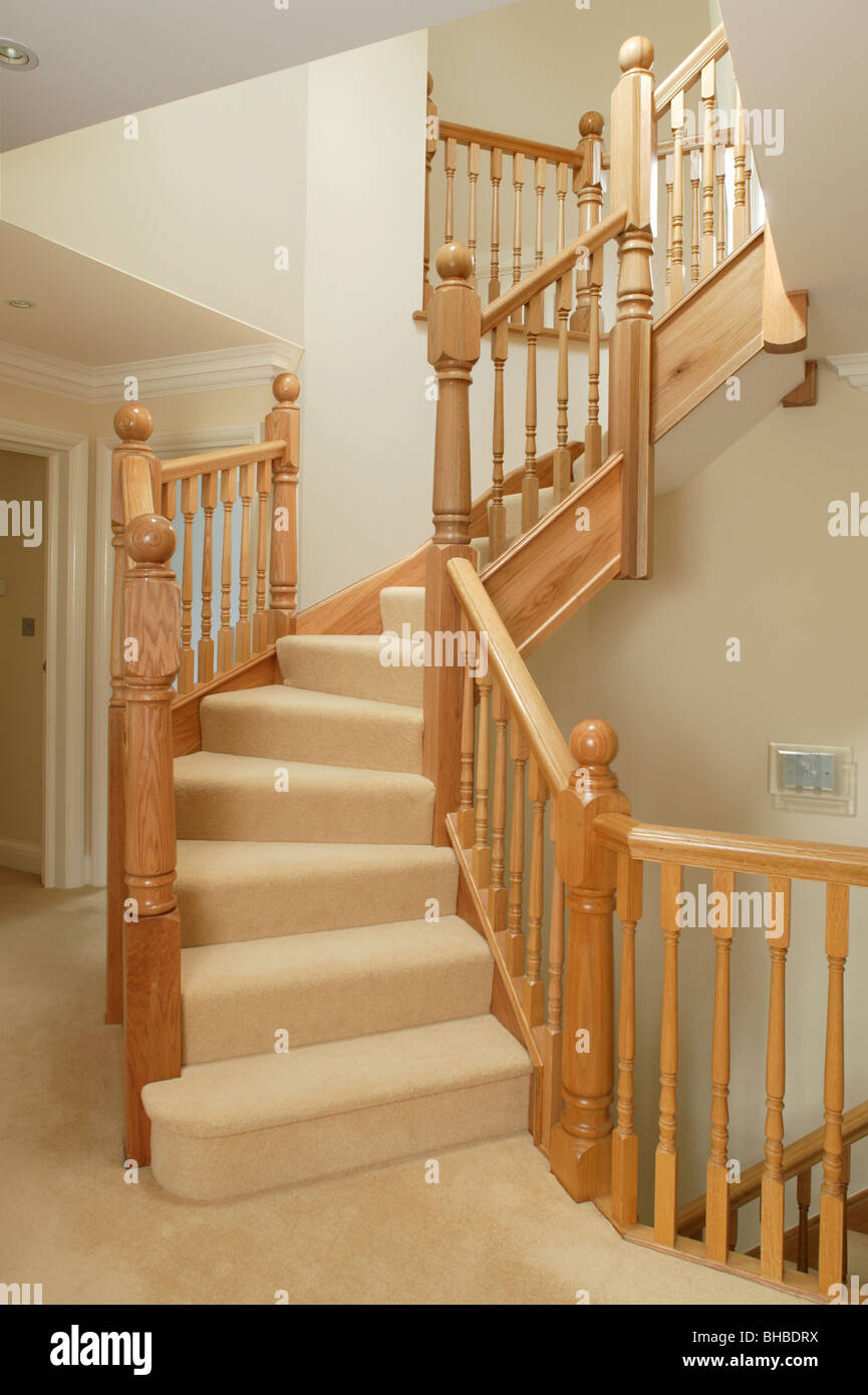Winding Oak staircase Stock Photo - Alamy