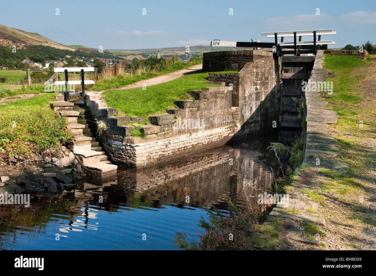Canal Loch, Diggle Flight, Huddersfield Narrow Canal Stock Photo - Alamy