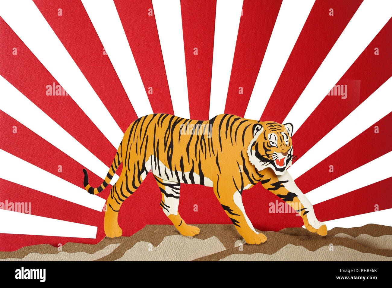 Tiger with sunrise in background Stock Photo - Alamy