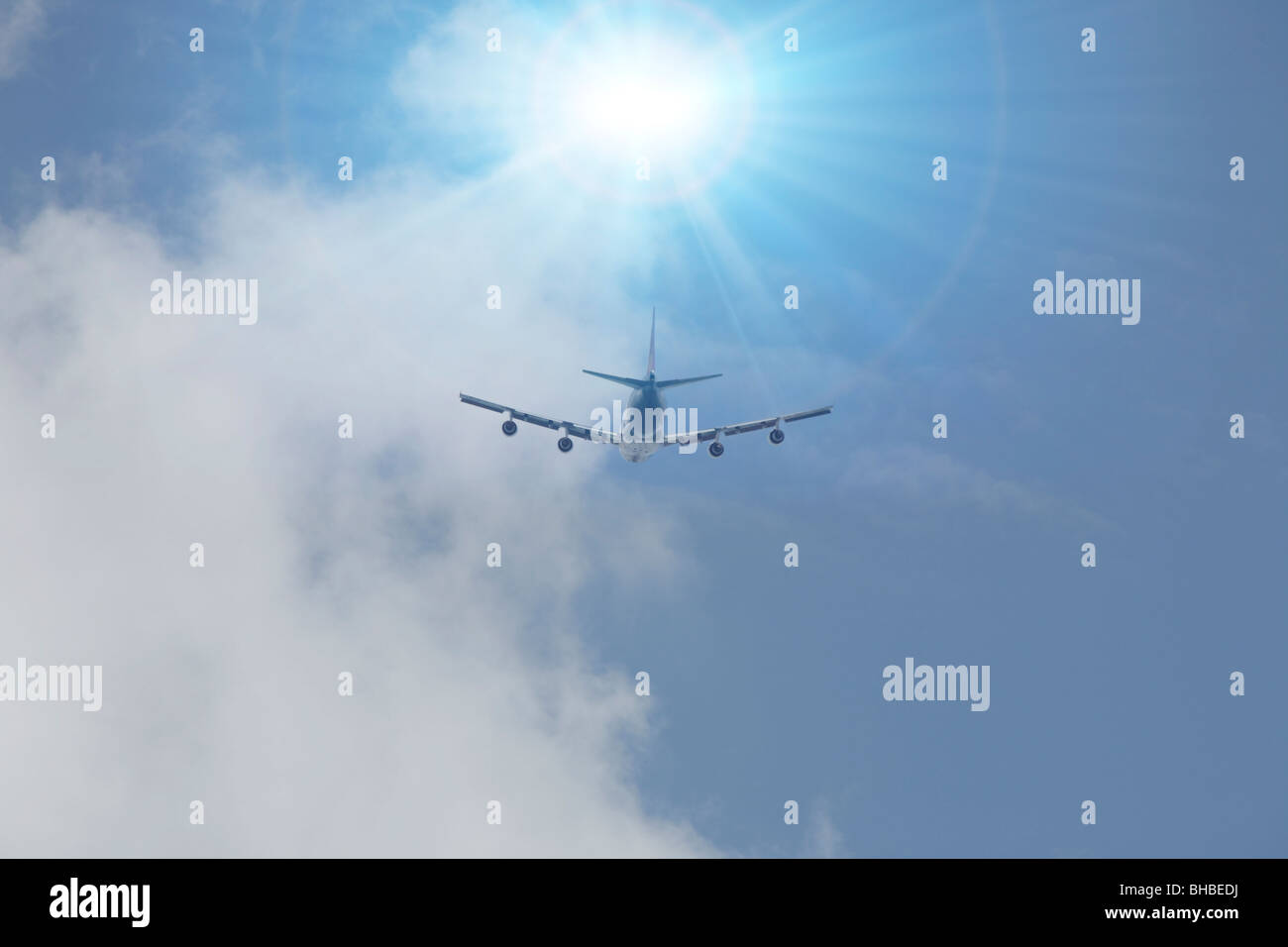 Commercial airplane in flight, low angle view Stock Photo - Alamy