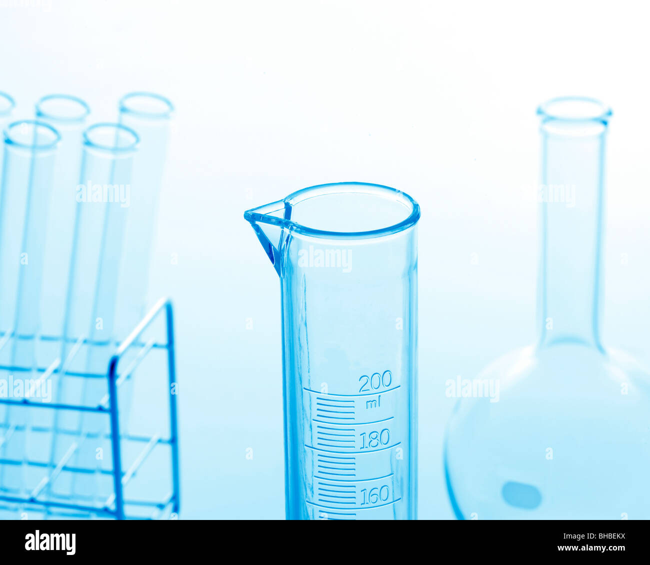 Laboratory glassware and measuring cylinder Stock Photo - Alamy
