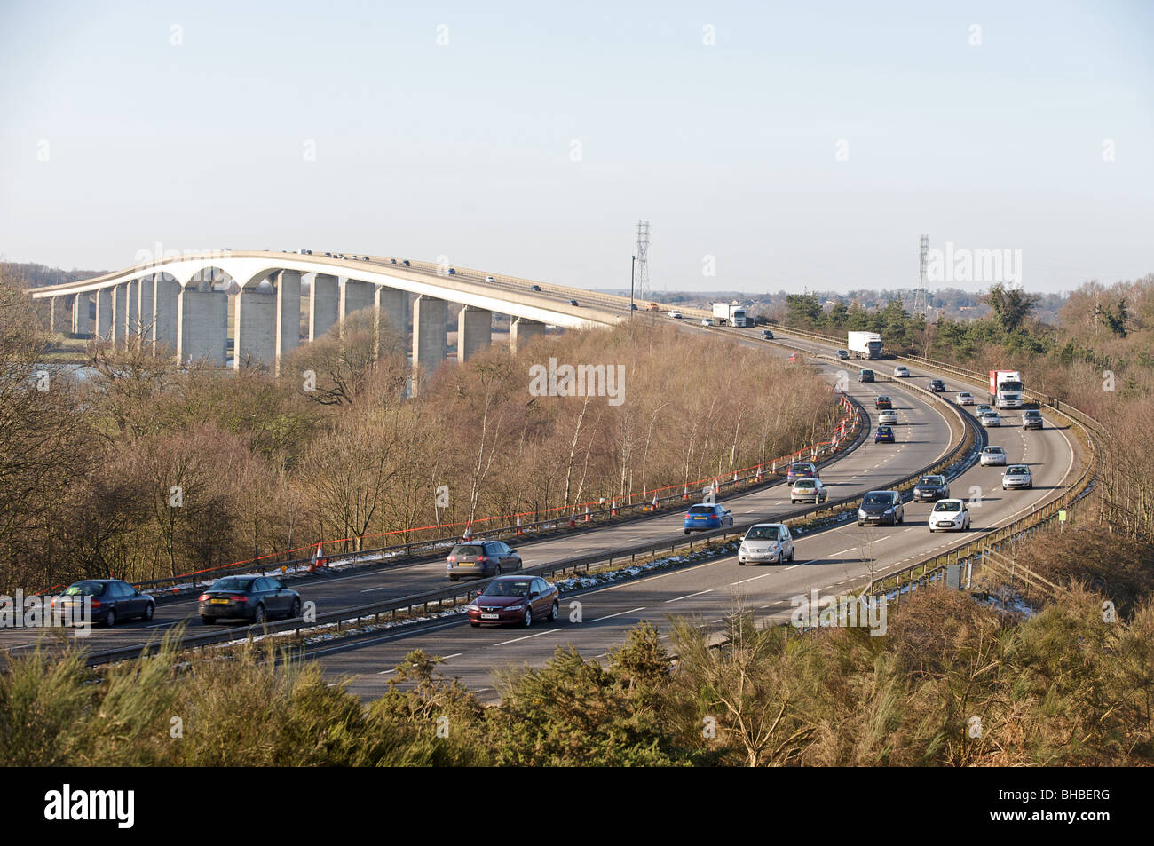 A14 trunk road which connects the Port of Felixstowe in Suffolk to the ...