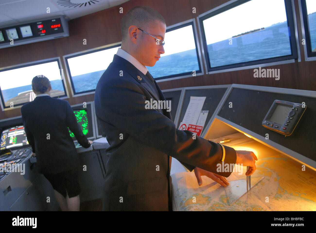 Genova (Italy), Italian Academy of the Merchant Navy; interior of electronic navigation ...