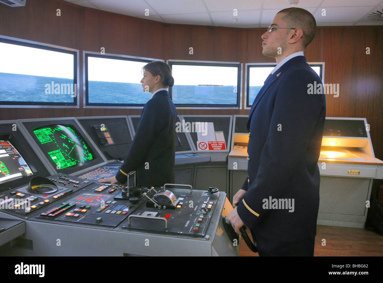 Genova (Italy), Italian Academy of the Merchant Navy; interior of electronic navigation ...