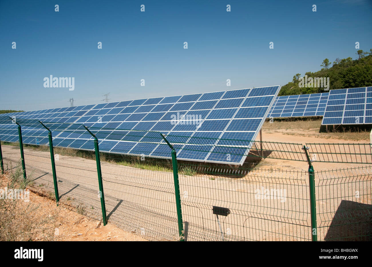Solar energy generating plant,south of France Stock Photo - Alamy