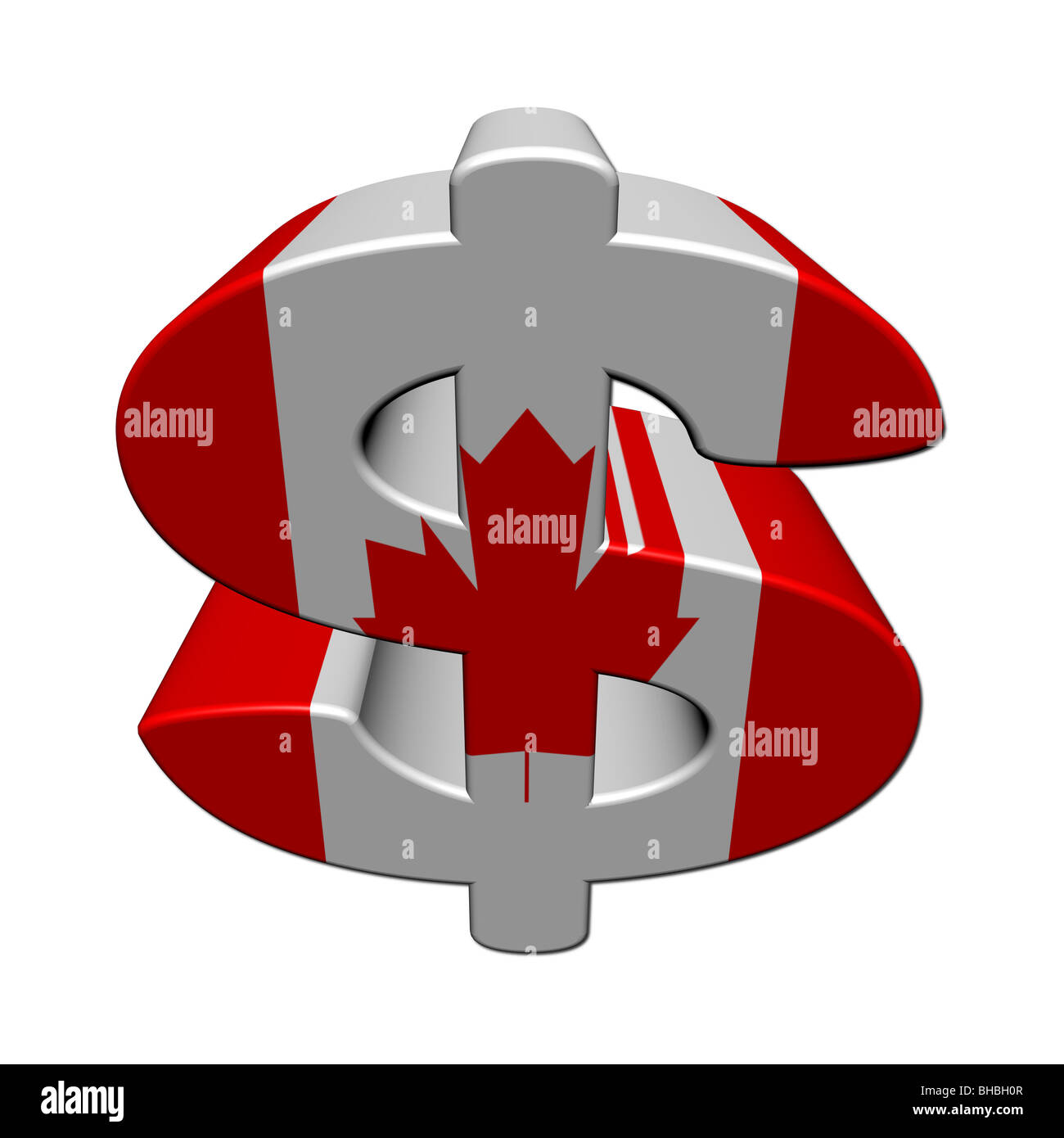 Canadian dollar symbol with flag on white illustration Stock Photo - Alamy