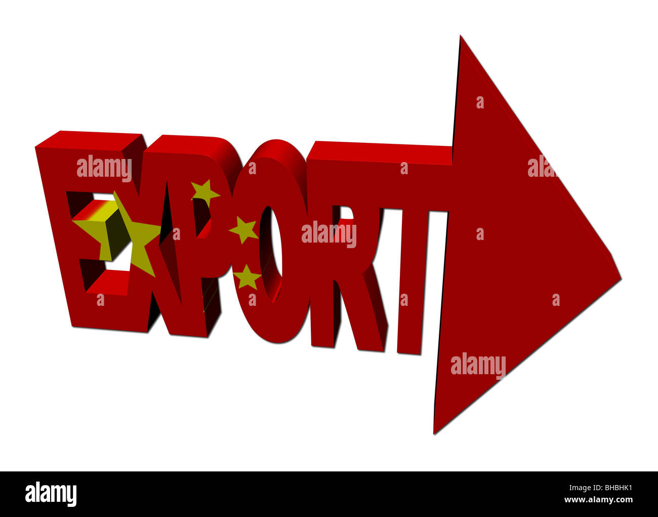 Chinese flag export text with arrow on white illustration Stock Photo ...