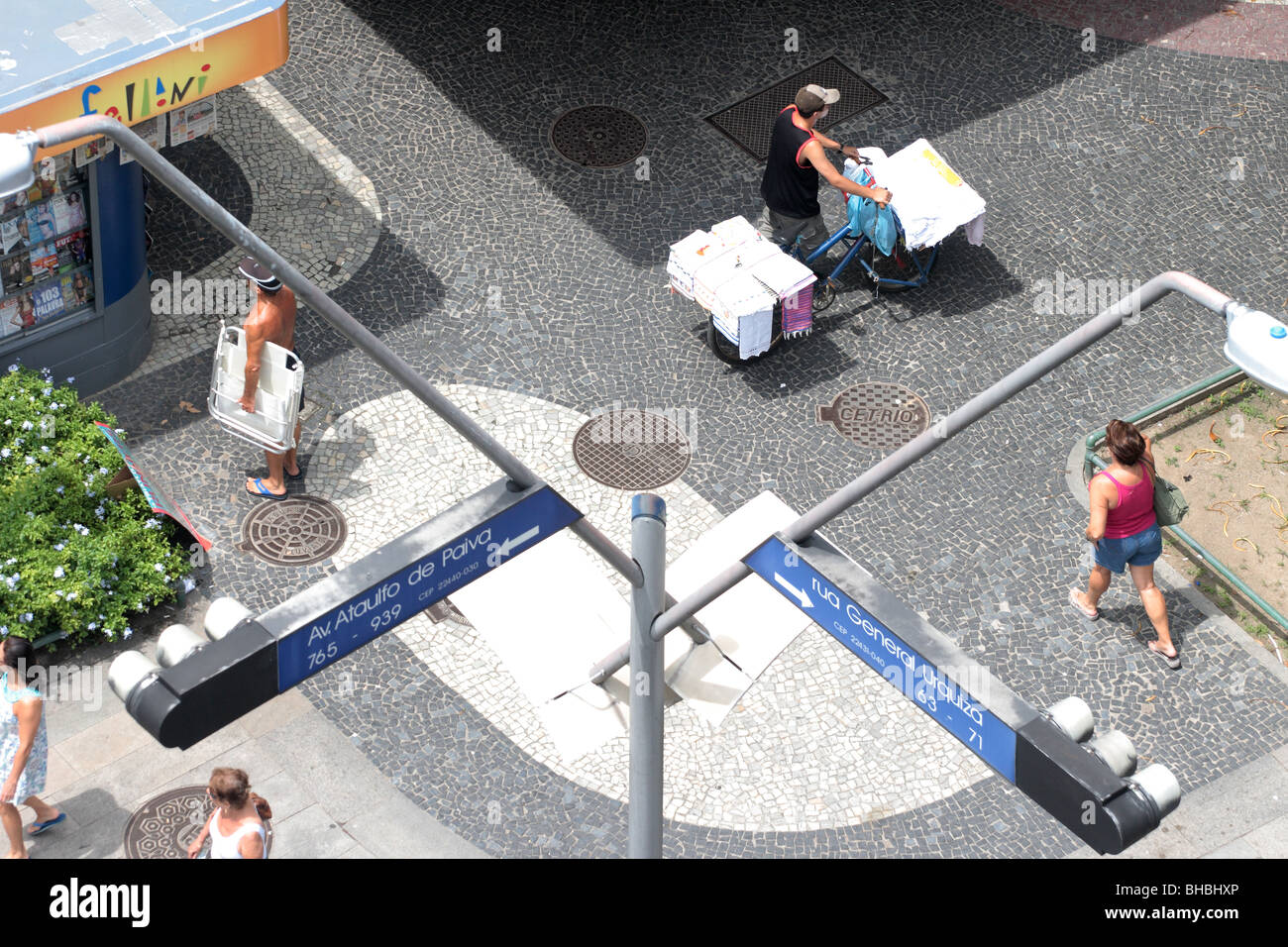 Pedestrian activity on a street corner in the borough of Leblon, Rio de ...