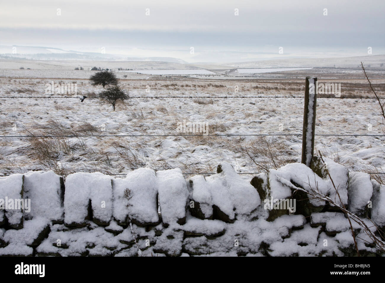 winter snow big moor from A621 derbyshire peak district national park ...