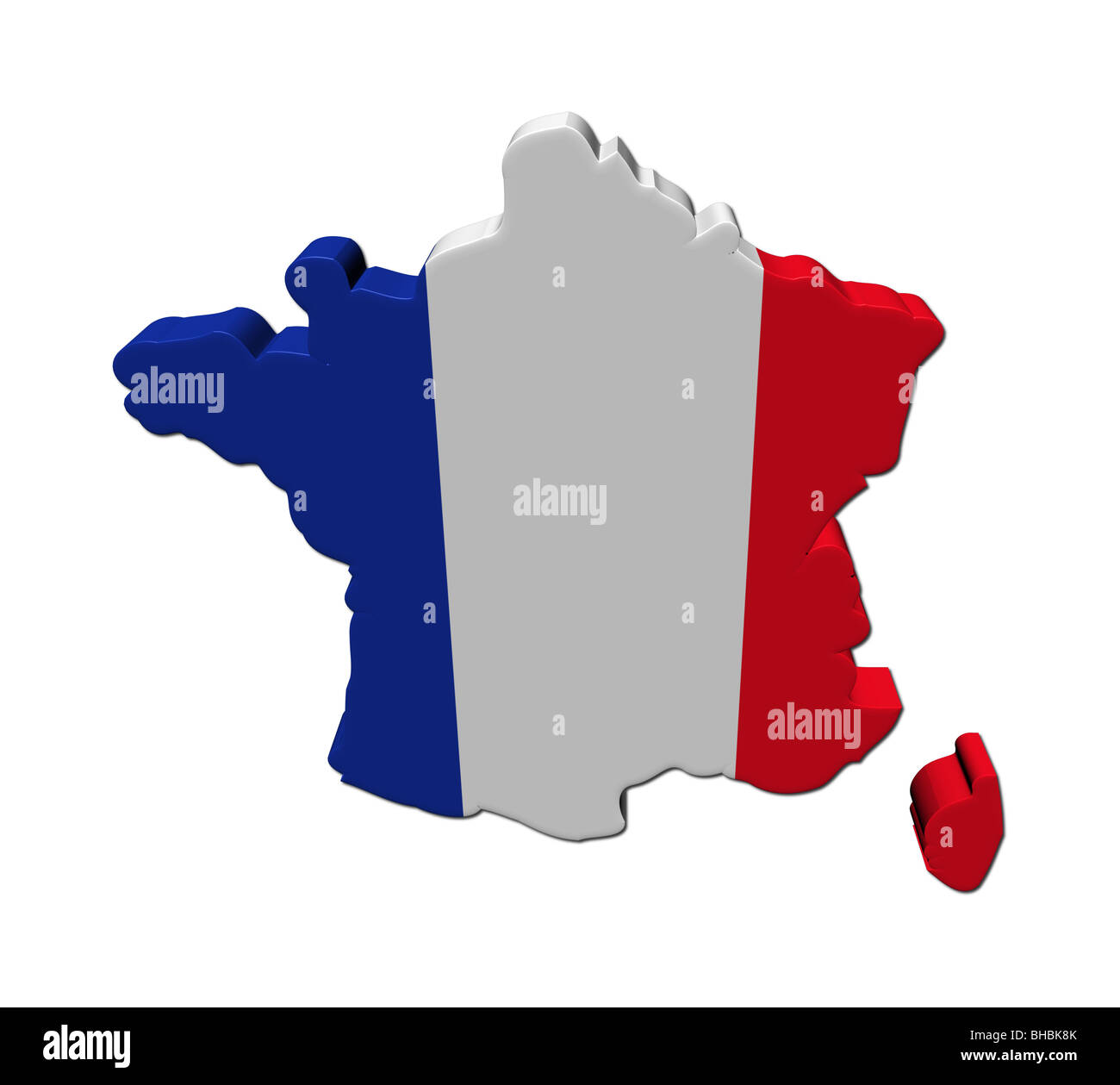 France map flag 3d render on white illustration Stock Photo - Alamy
