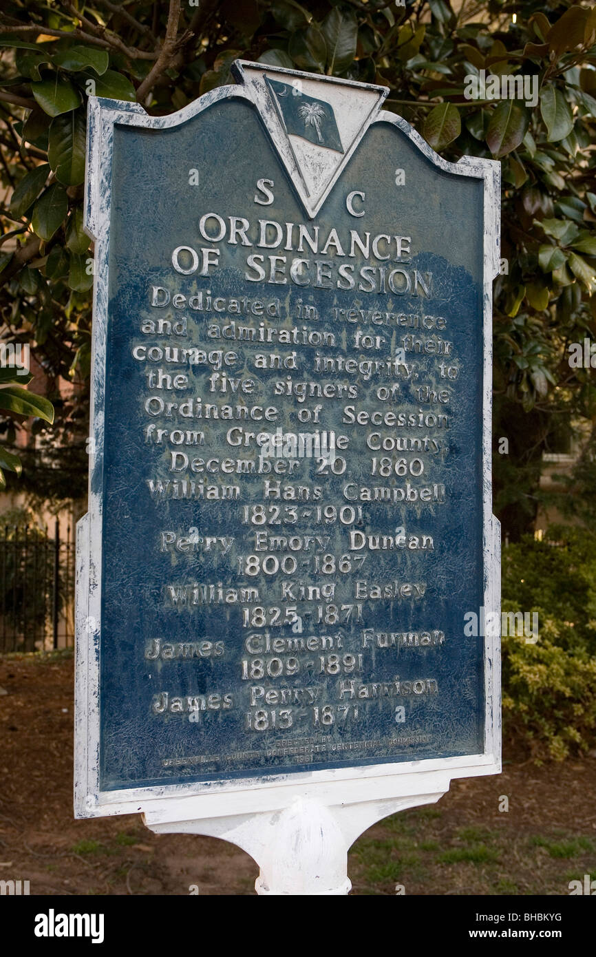 South Carolina Ordinance Of Secession High Resolution Stock Photography ...