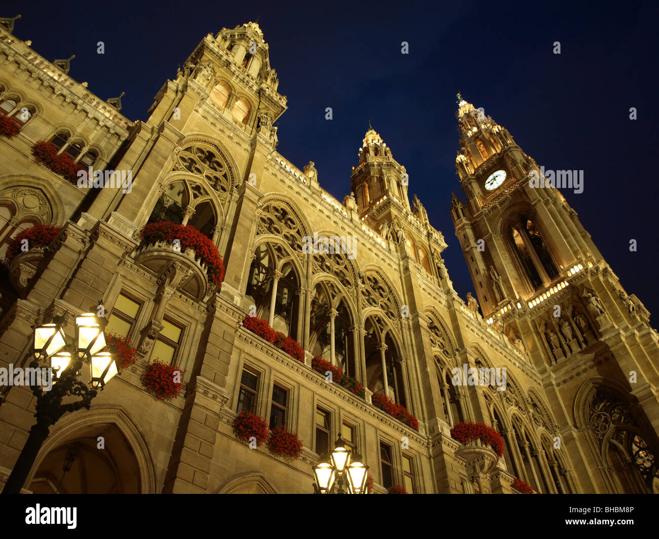 Rathaus City Hall in during night in Vienna Stock Photo - Alamy