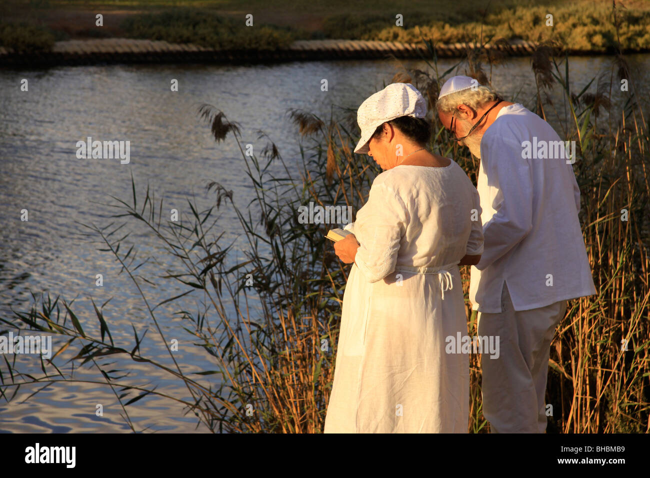 Israel, Tel Aviv, Tashlich prayer by the Yarkon River on the first ...