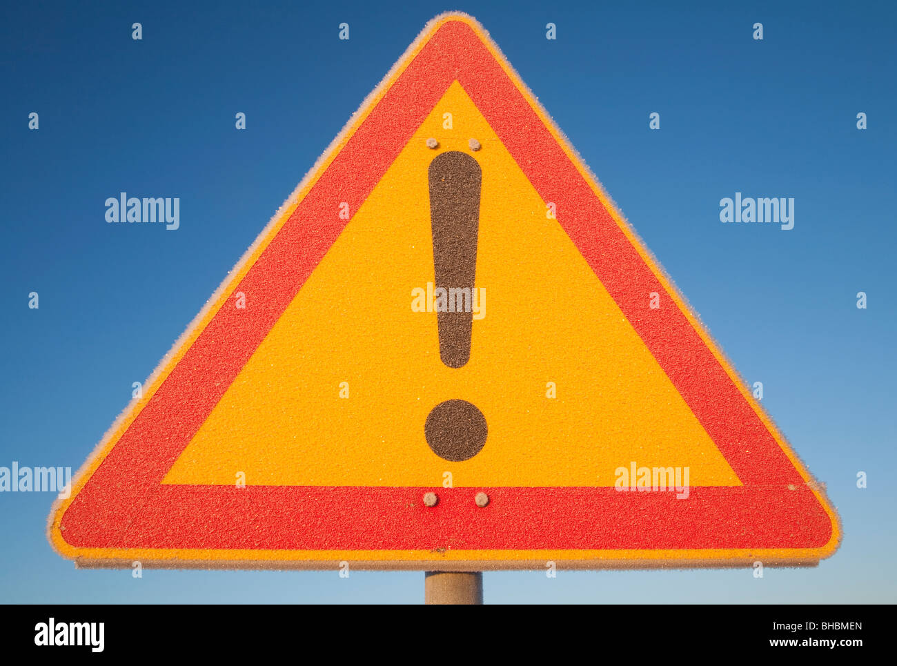Frosty Finnish traffic sign ( number 189. beware unspecified dangers ...
