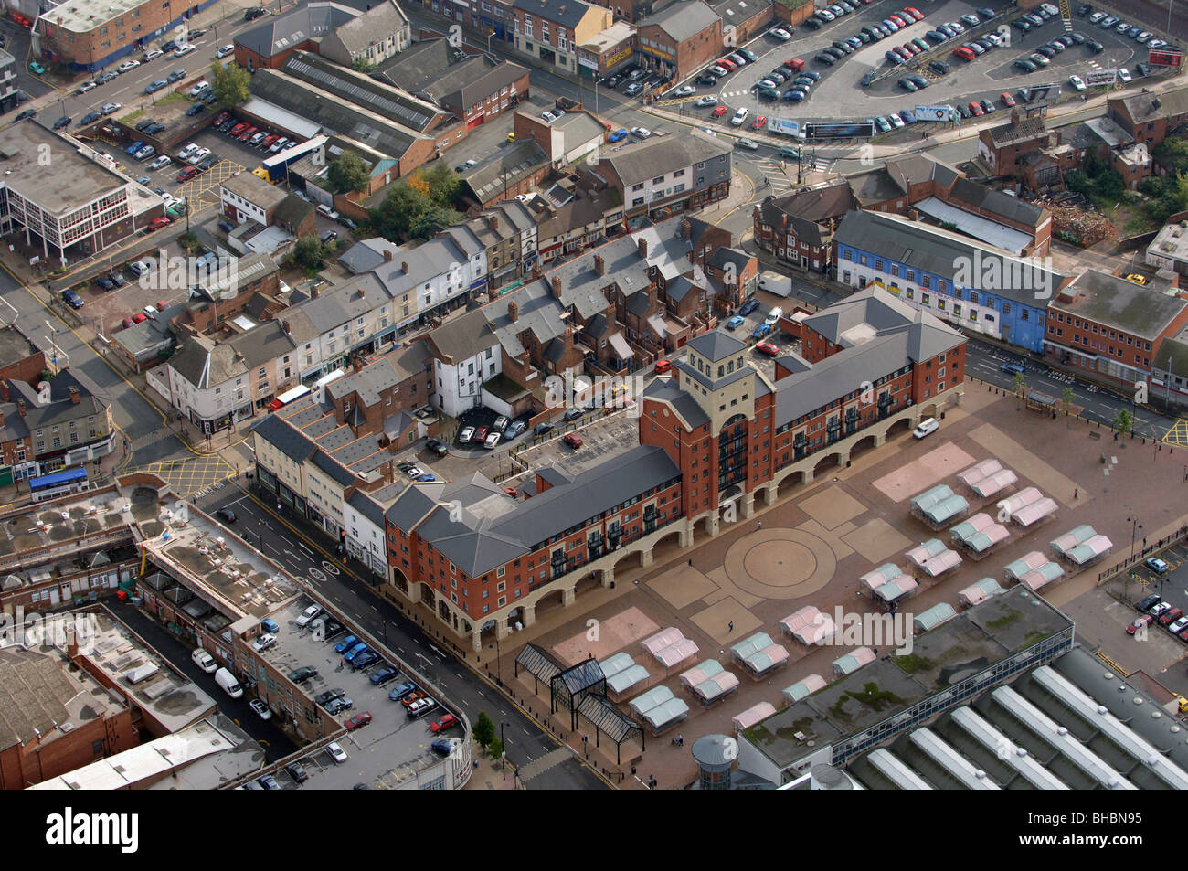 An aerial view of the City of Wolverhampton with its new outdoor market ...