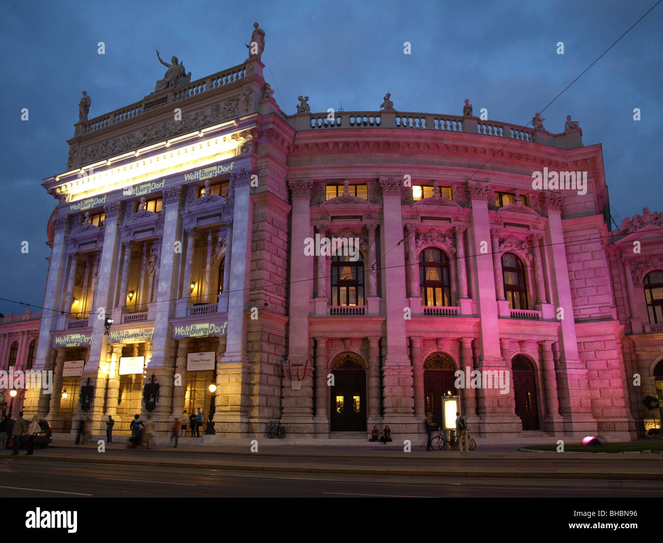 Burgtheater, Imperial Court Theatre during night in Vienna Austria ...