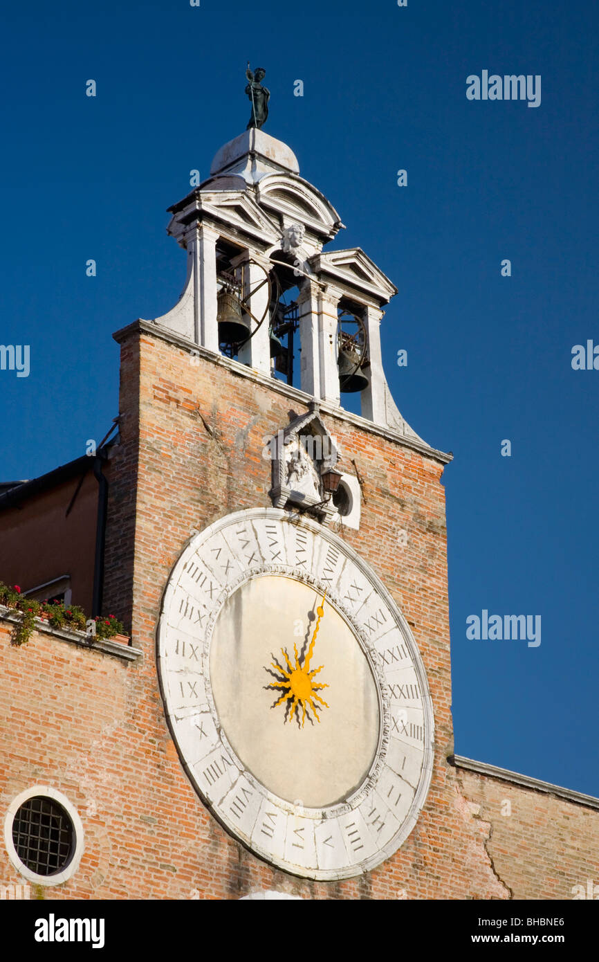 Venice, Veneto, Italy. Unusual clock-tower of the Chiesa di San Giacomo ...