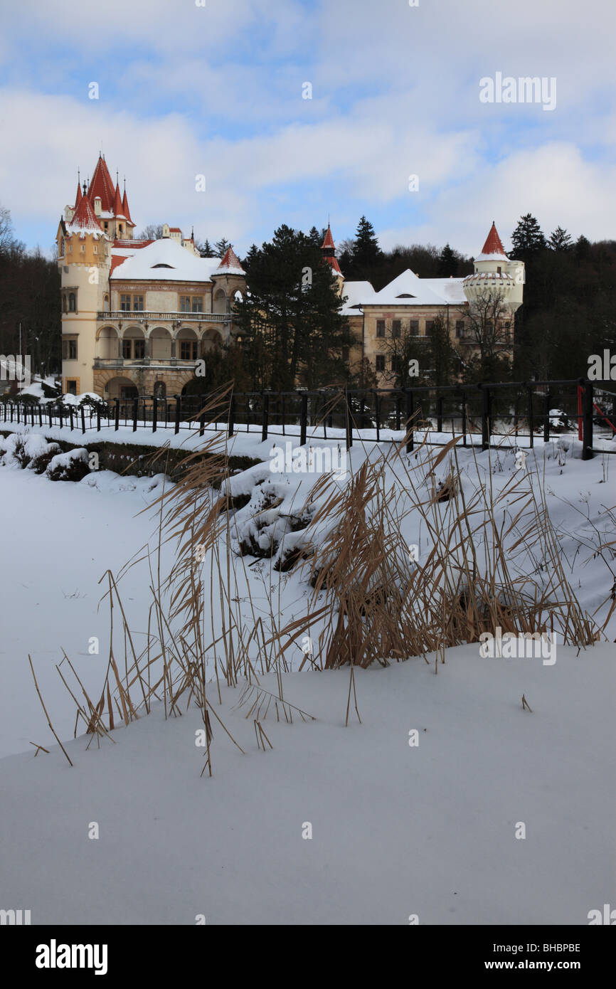 winter at water castle of Zinkovy , Ceske district of Pilsen, Czech ...