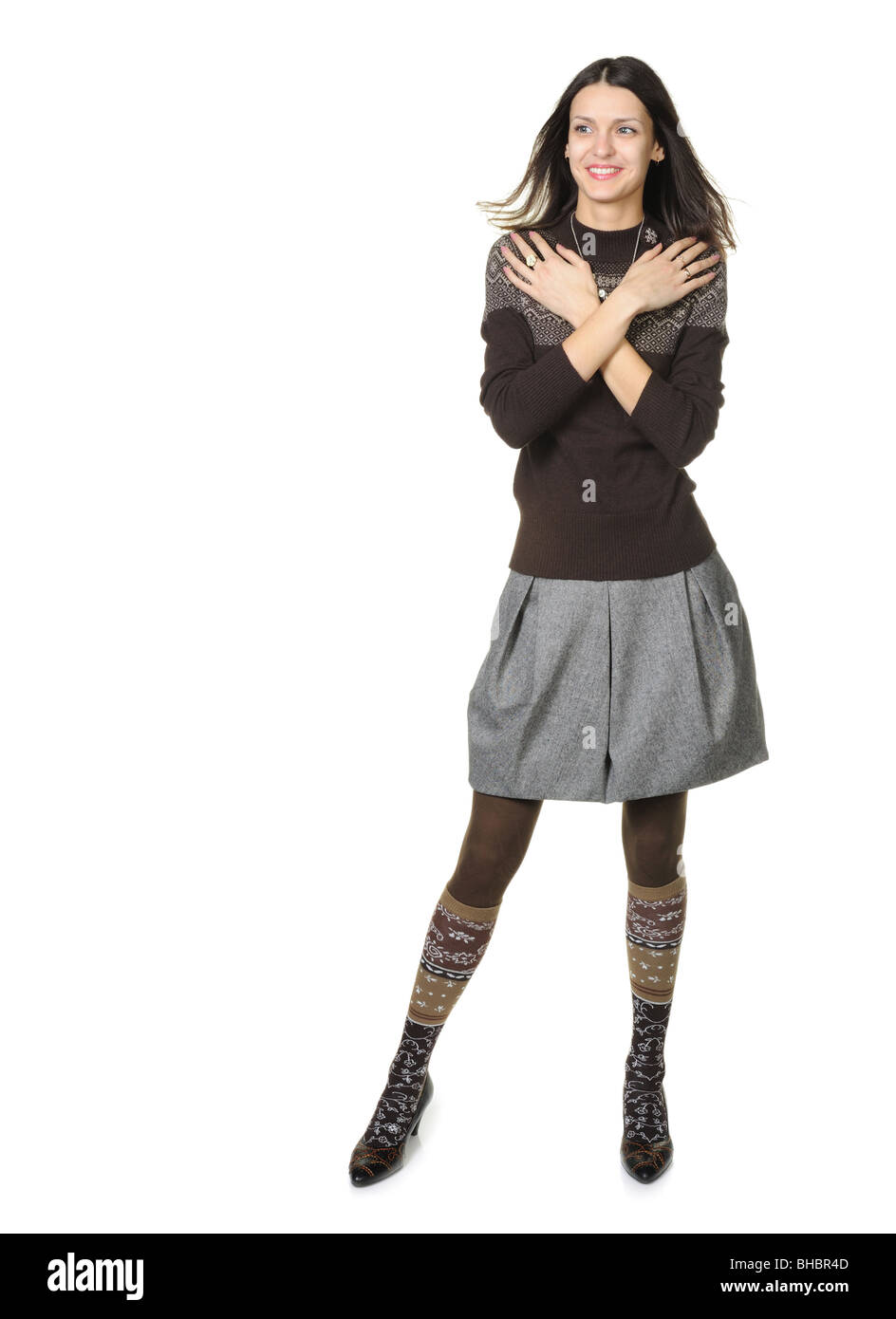 The beautiful woman. A studio photo in full growth. It is isolated on a ...