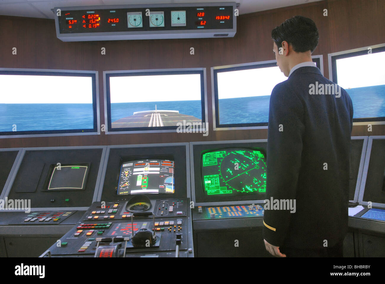 Genova (Italy), Italian Academy of the Merchant Navy; interior of electronic navigation ...