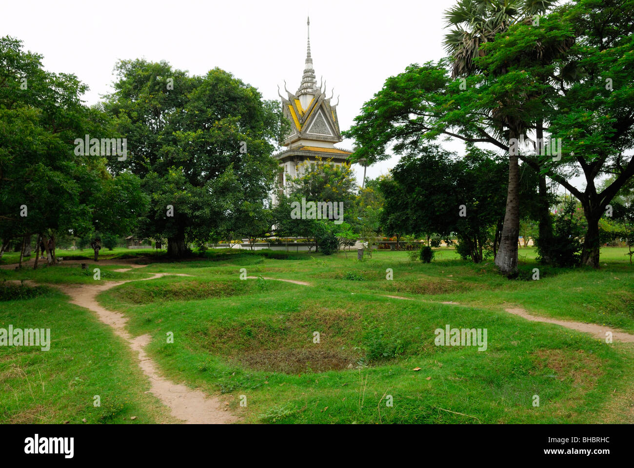 Location of mass graves at Killing Fields monument near Phnom Penh ...