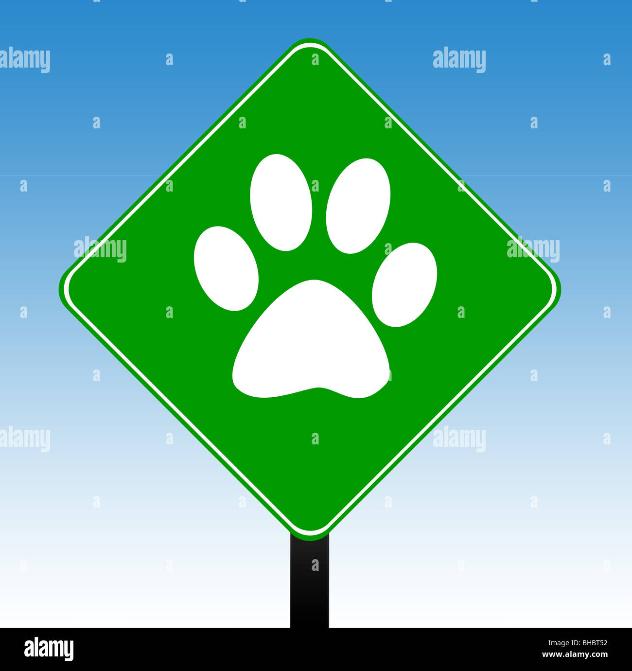 Animal footprint road sign with a blue sky background Stock Photo - Alamy