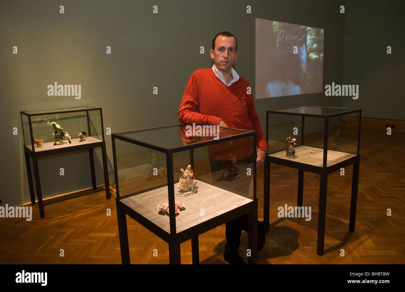 Portuguese artist Vasco Araujo with artwork on show at artes mundi 2008 ...