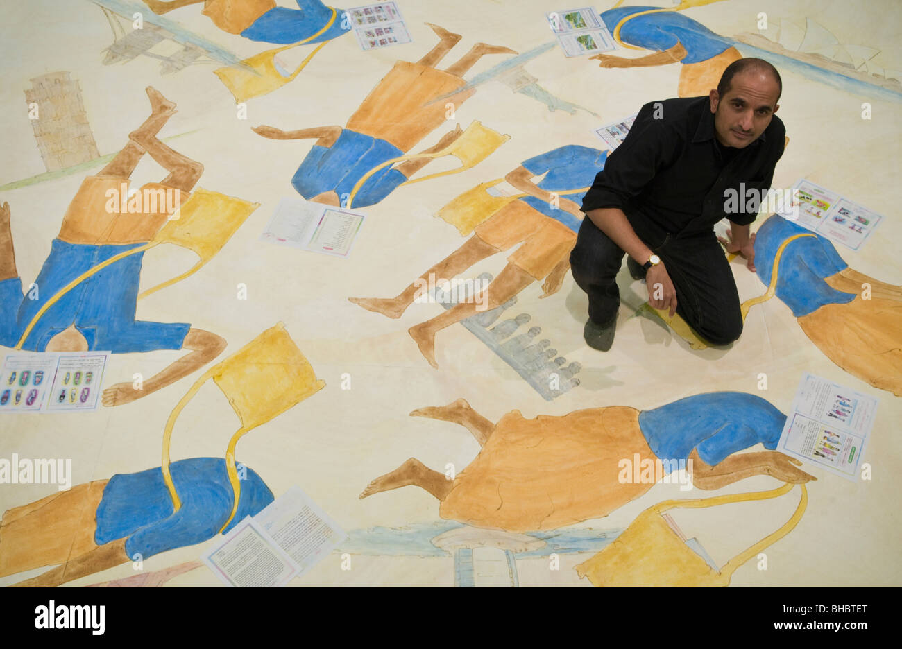 Indian artist N.S. Harsha with artwork on show at artes mundi 2008 ...