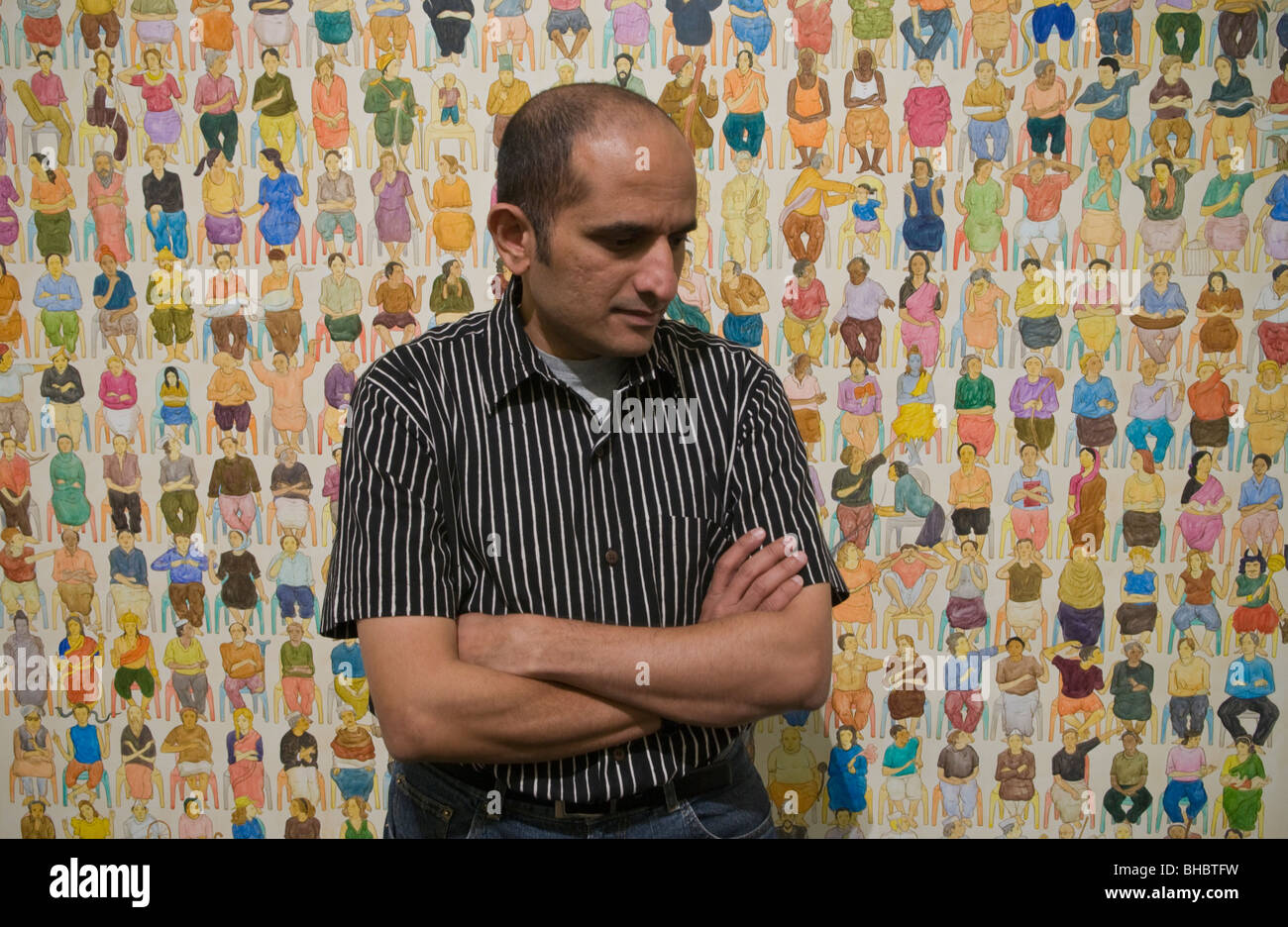Indian artist N.S. Harsha with artwork on show at artes mundi 2008 ...