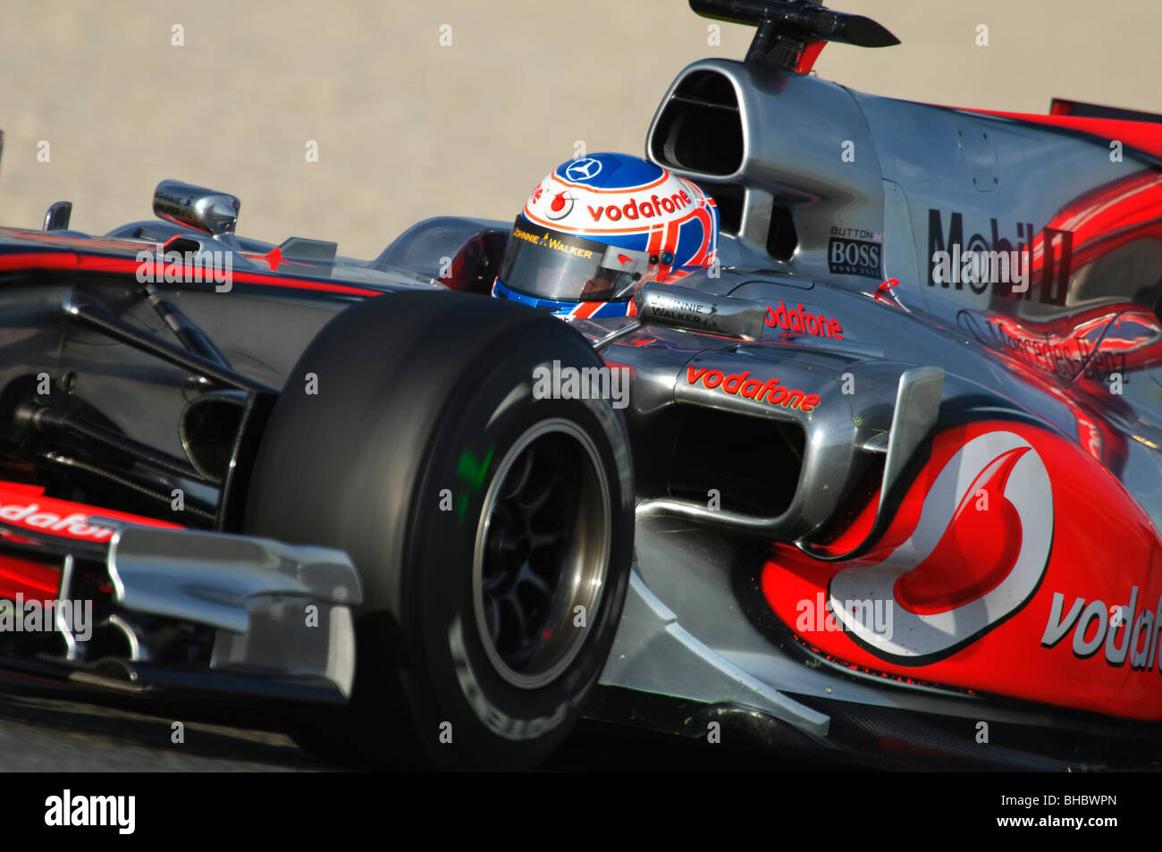 Jenson BUTTON (GB) drivng the McLaren MP4-25 Formula One racing car in ...