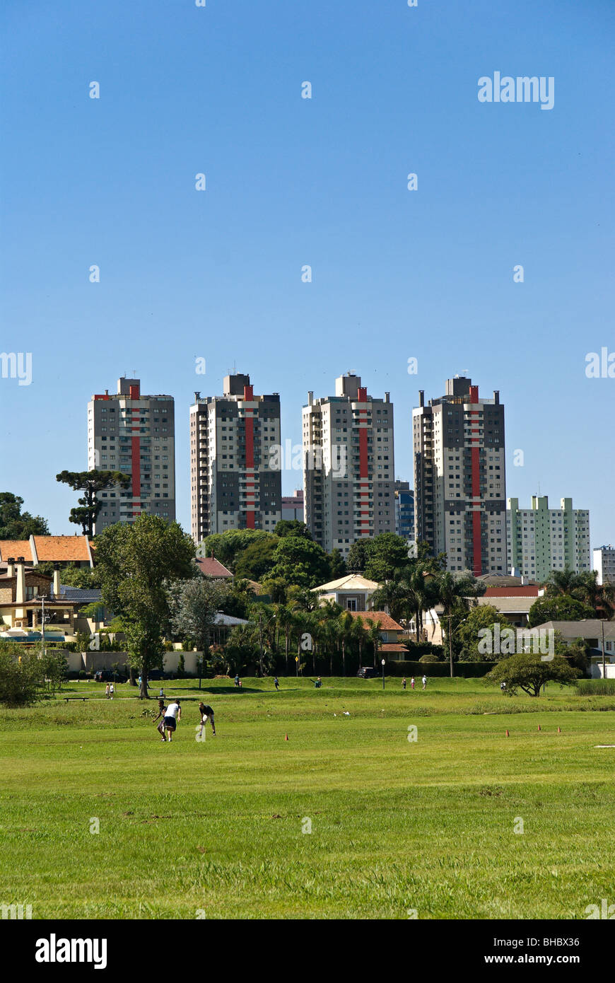 Barigui park and skyscrapers in the background. Curitiba - Brazil Stock ...