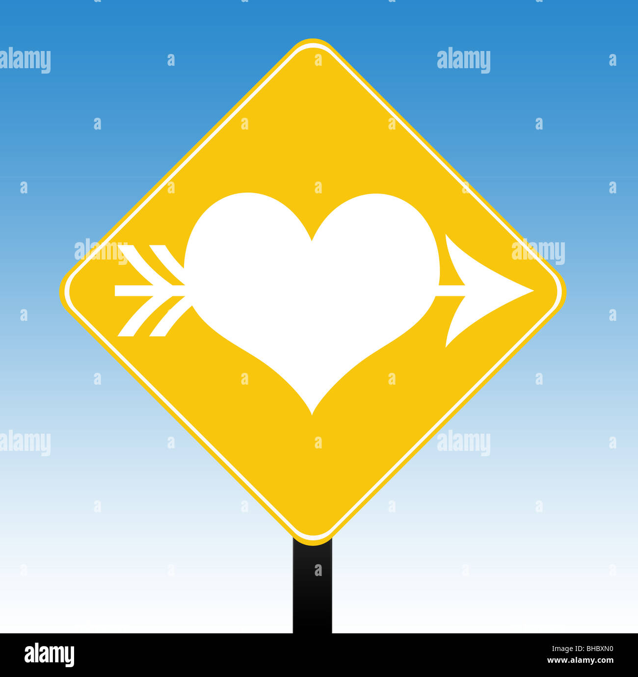 Love heart road sign with a blue sky background Stock Photo - Alamy