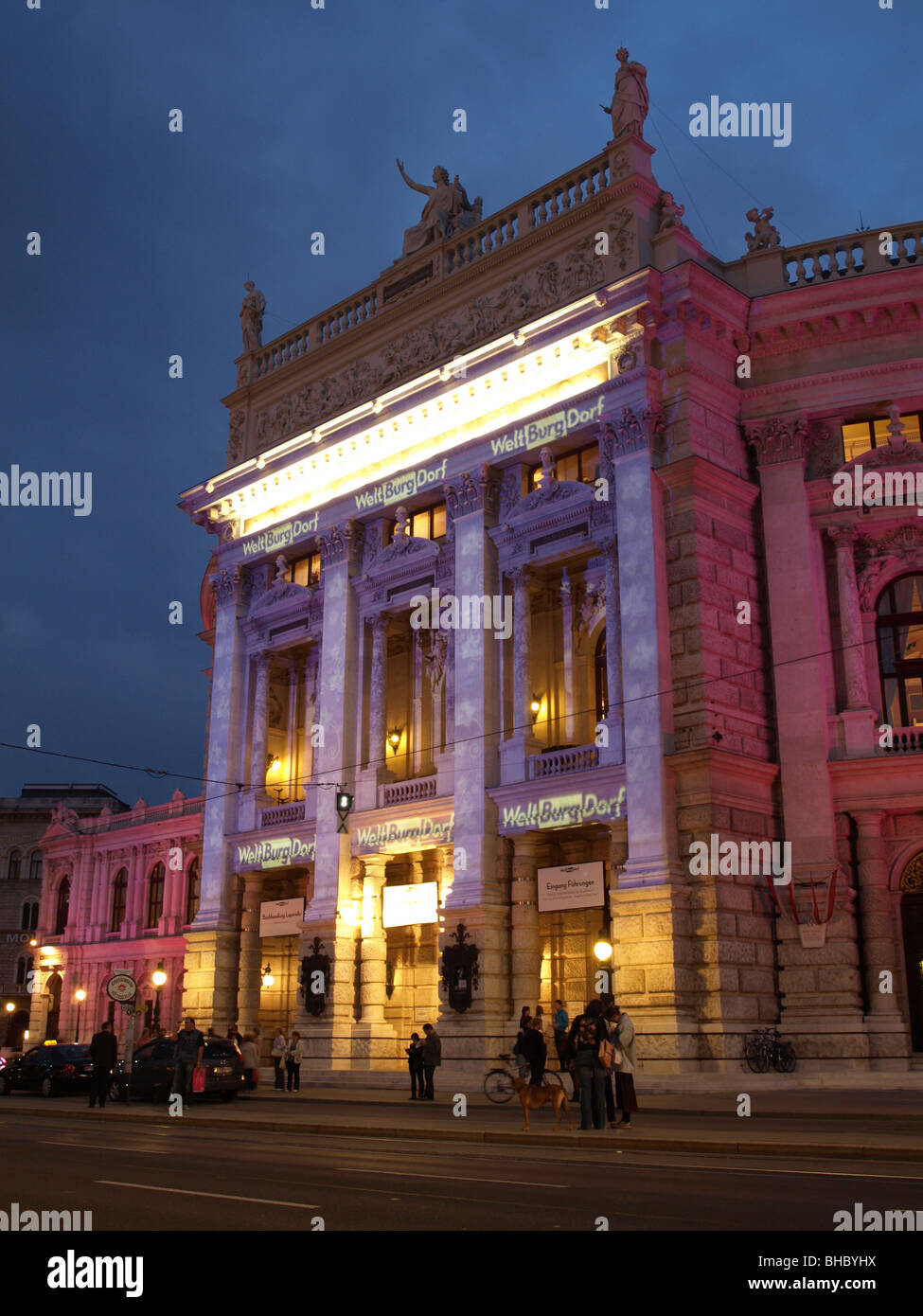 Burgtheater, Imperial Court Theatre during night in Vienna Austria ...