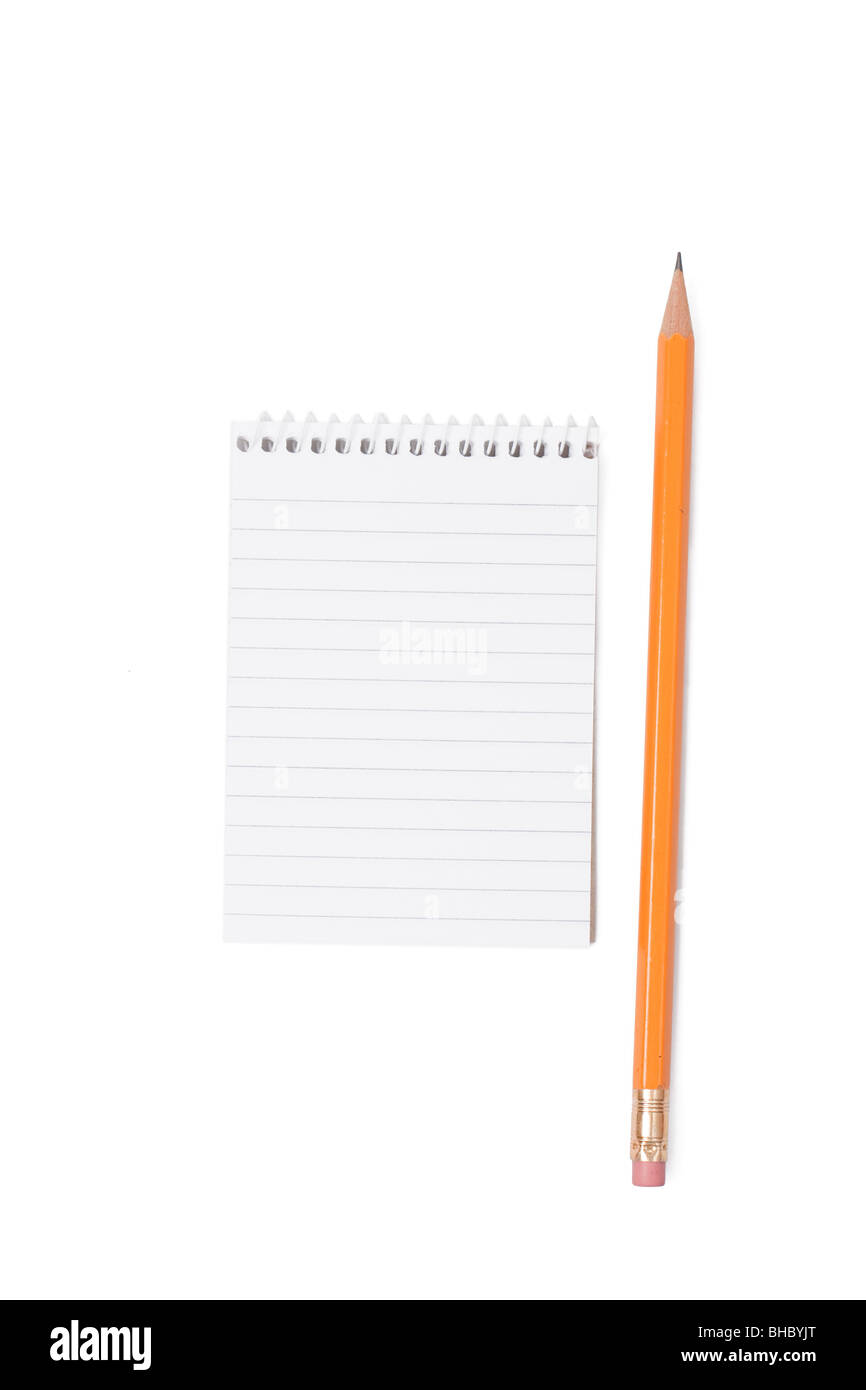 photo shot pf pencil and notepad Stock Photo - Alamy