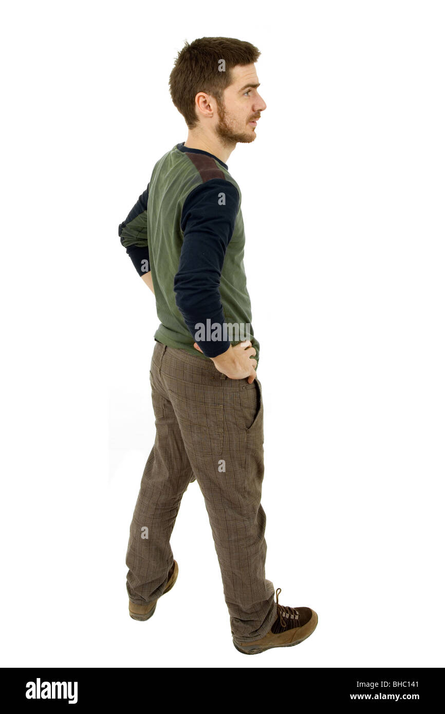 young casual man full body in a white background Stock Photo - Alamy