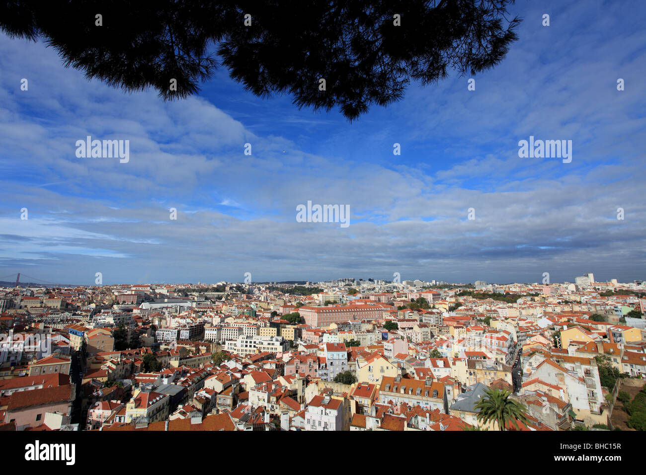 overview of Lisbon from the Miradouro da senhora do Monte Stock Photo ...